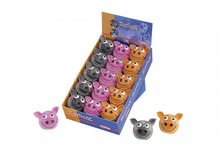 Nobby Latex Pig Balls - латексова играчка 8 см. / сива, оранжева, розо ...