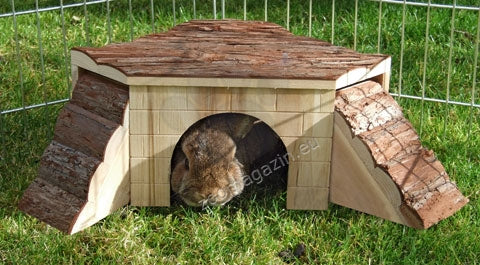 Kerbl Rodent house Nature - дървена къщичка с рампи, за мини зайчета 3 ...