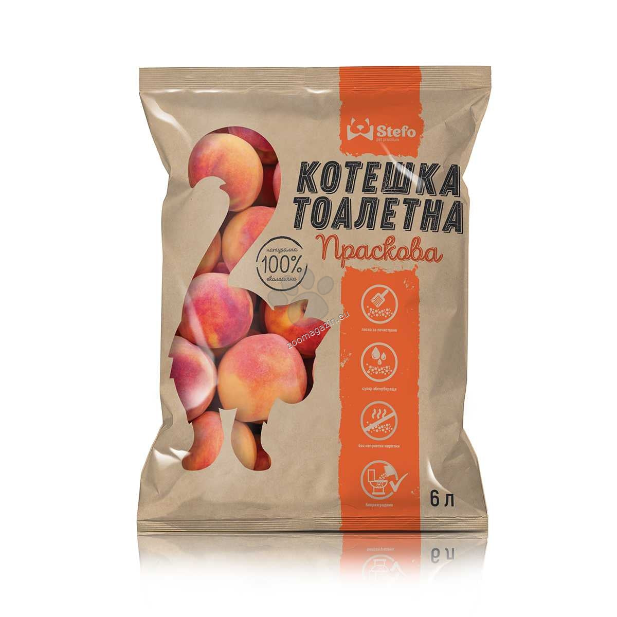 Stefo Peach - екологична котешка тоалетна от соя с аромат праскова ...