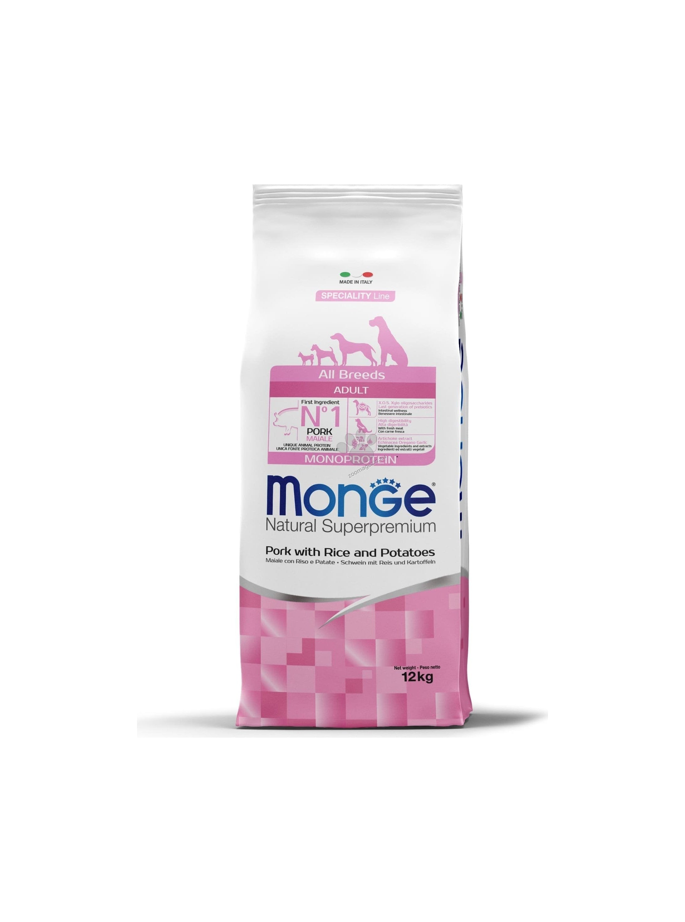 Monge All Breeds Adult Monoprotein Pork with Rice and Potatoes - пълно ...